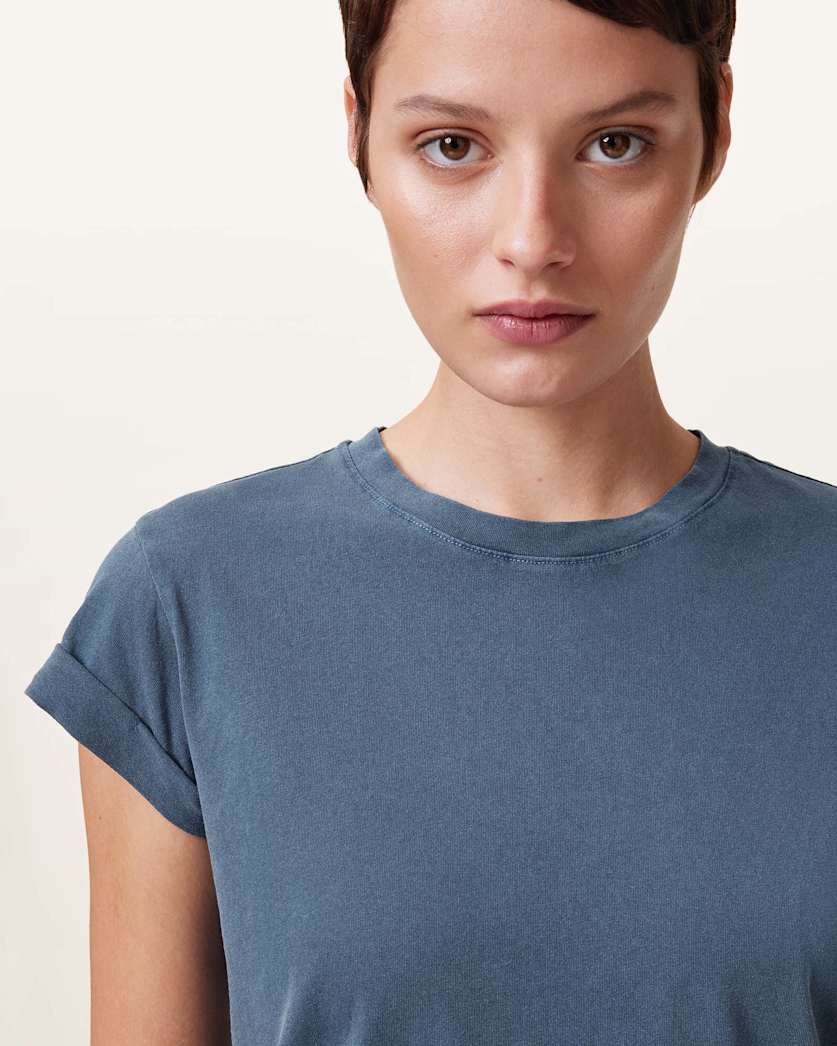 Anna Crew Neck T-Shirt OYSTER BLUE | ALLSAINTS